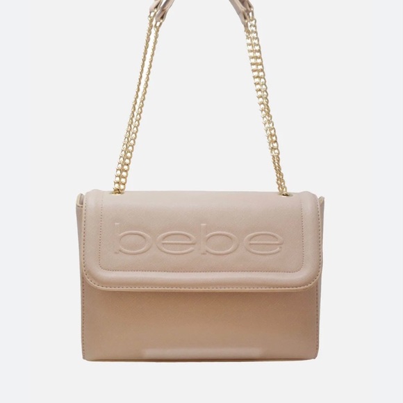 bebe | Bags | Bebe Lila Flap Shoulder Bag Nude Has A Chain Strap Used ...